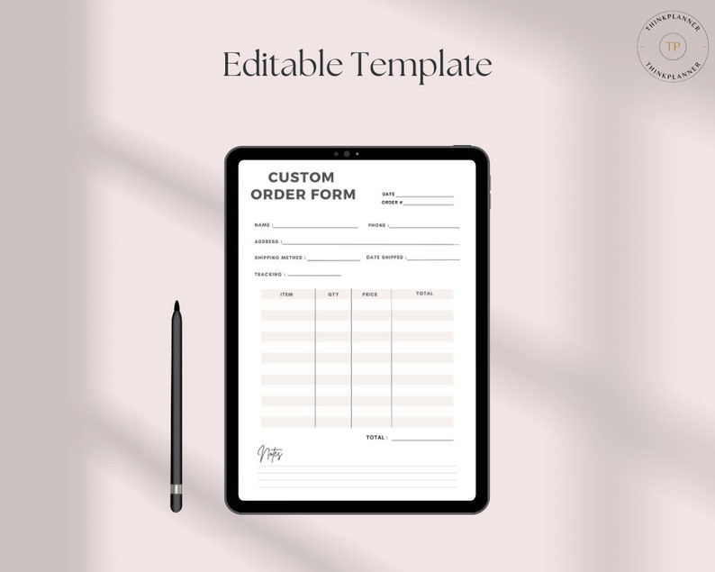 Editable Custom Order Form PDF Printable Order Form Crafters Order Form ...