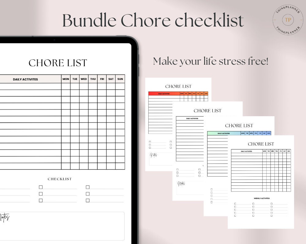 Printable Bundle Chores Chart Chores Schedule Chores Planner Chores ...