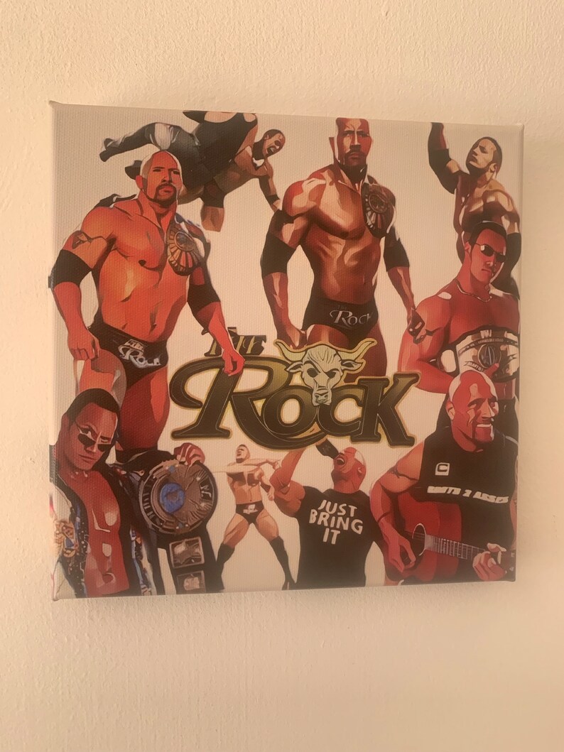 WWE the Rock Dwayne Johnson Canvas Wall Art - Etsy