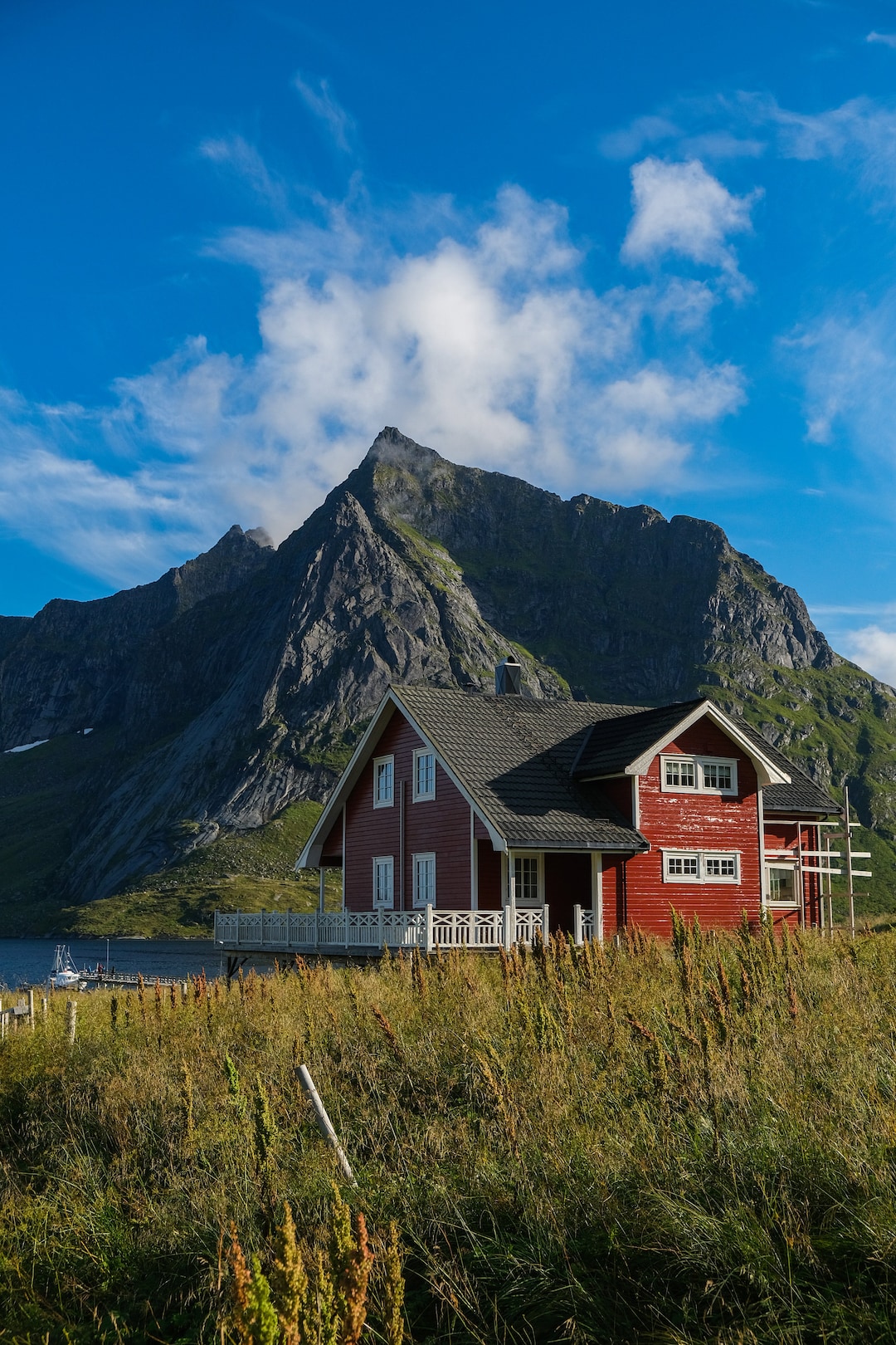 Red Norwegian House in Moskenesøya, Lofoten Islands Norway Europe ...