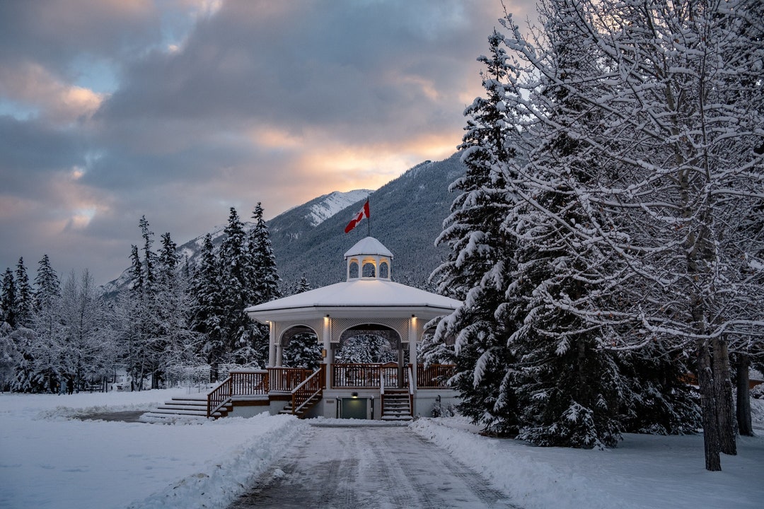 Snow-covered Gazebo Banff, Canada DIGITAL DOWNLOAD Alberta Winter ...