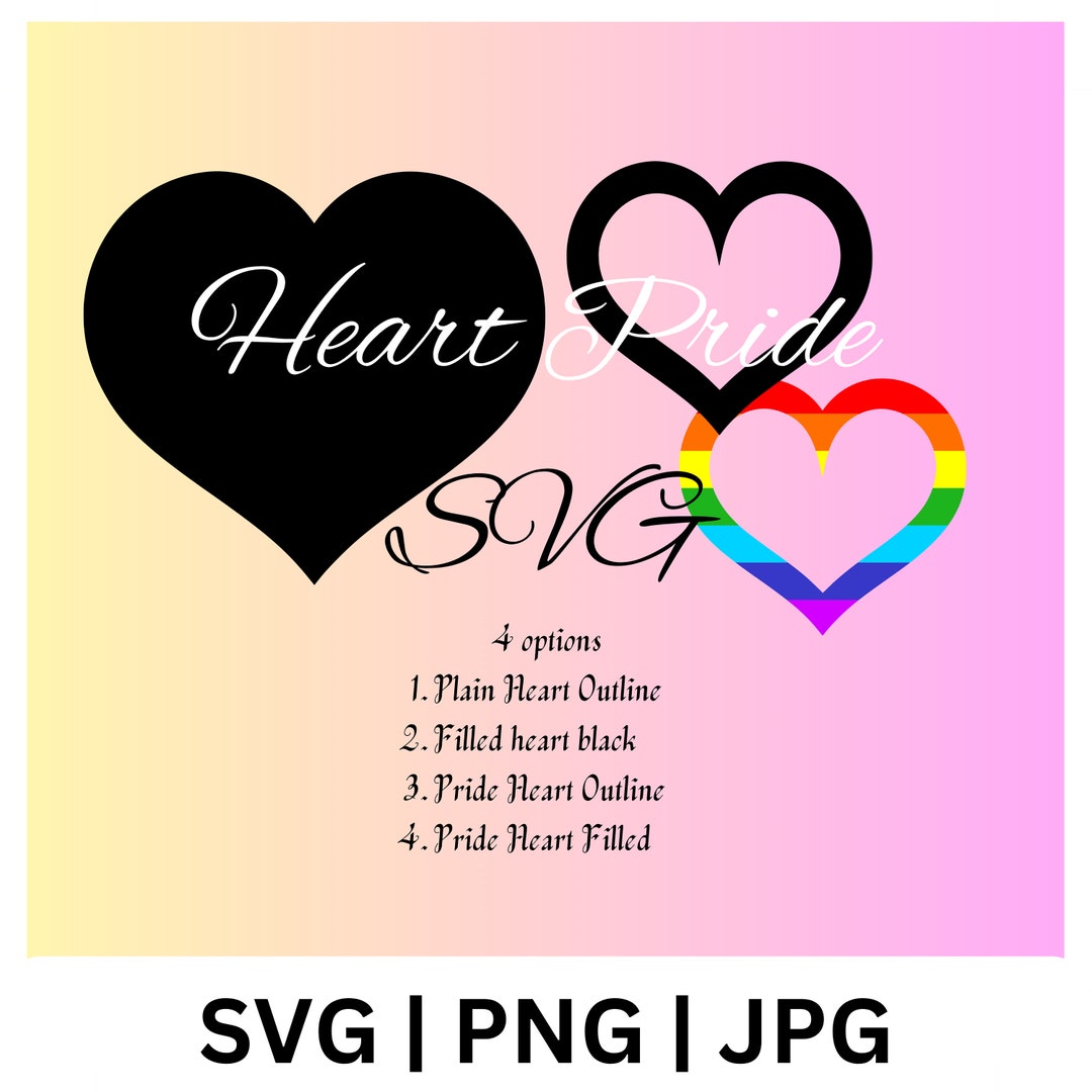 Pride Heart SVG, Heart Pride Outline Clipart, Pride Month Heart Png ...