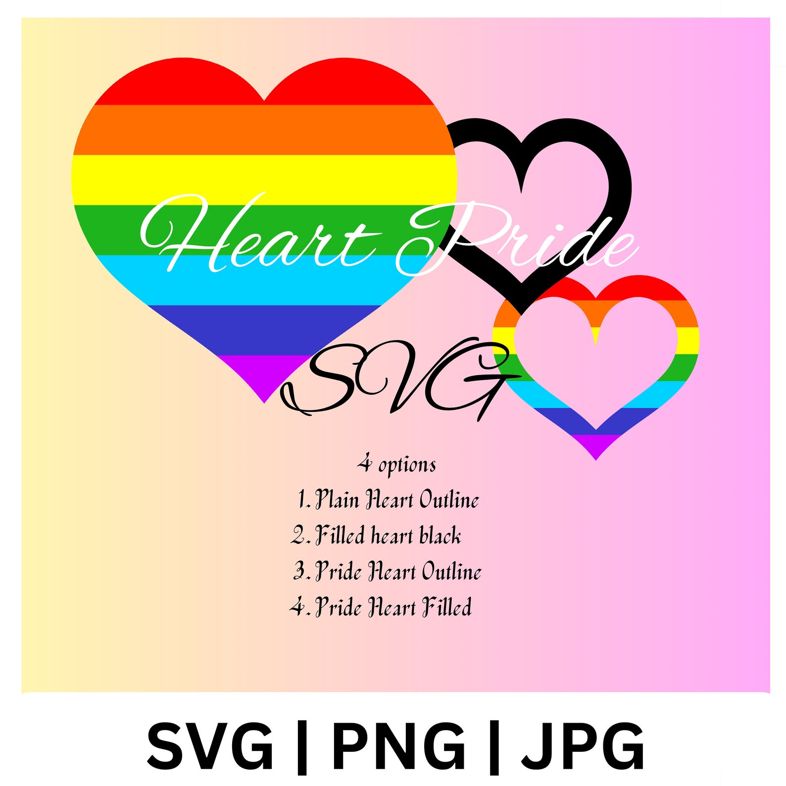 Pride Heart SVG, Heart Pride Outline Clipart, Pride Month Heart Png ...