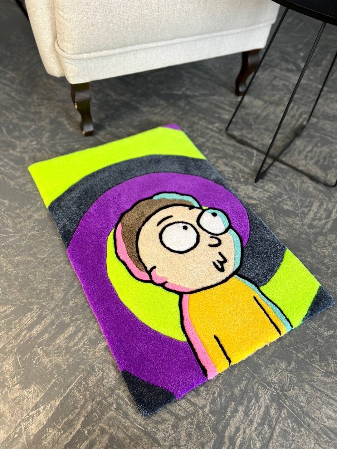 Rick and Morty Handmade Tufted Rug Morty From Rick and Morty - Etsy