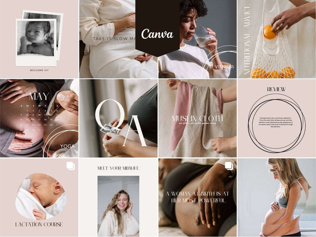 Canva Midwife Social Media Template Bundle, Instagram Post Design ...