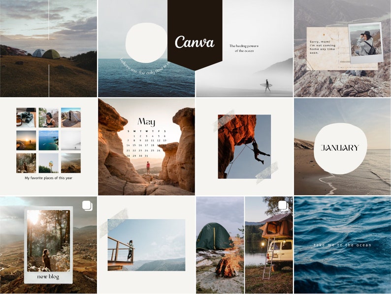 Canva Travel Blog Social Media Template Bundle, Instagram Post Design ...
