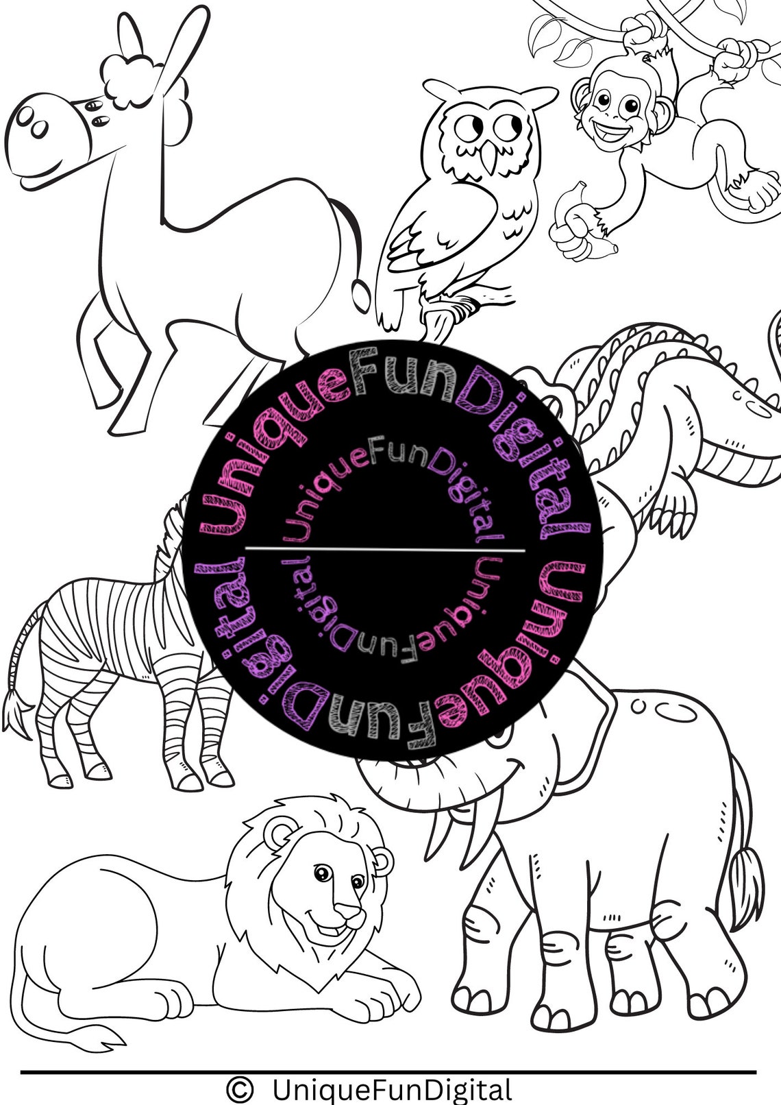 A4 Printable PDF Colouring Sheet Worksheet Animal Drawing, Kids ...