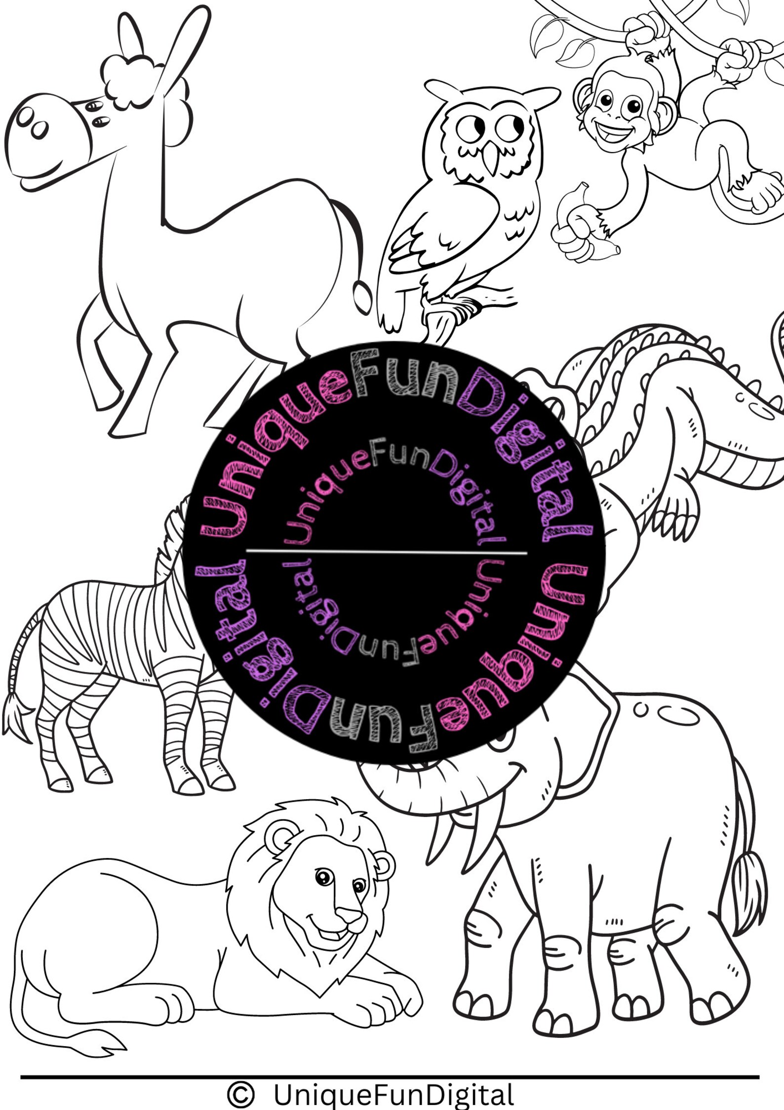 A4 Printable PDF Colouring Sheet Worksheet Animal Drawing, Kids ...