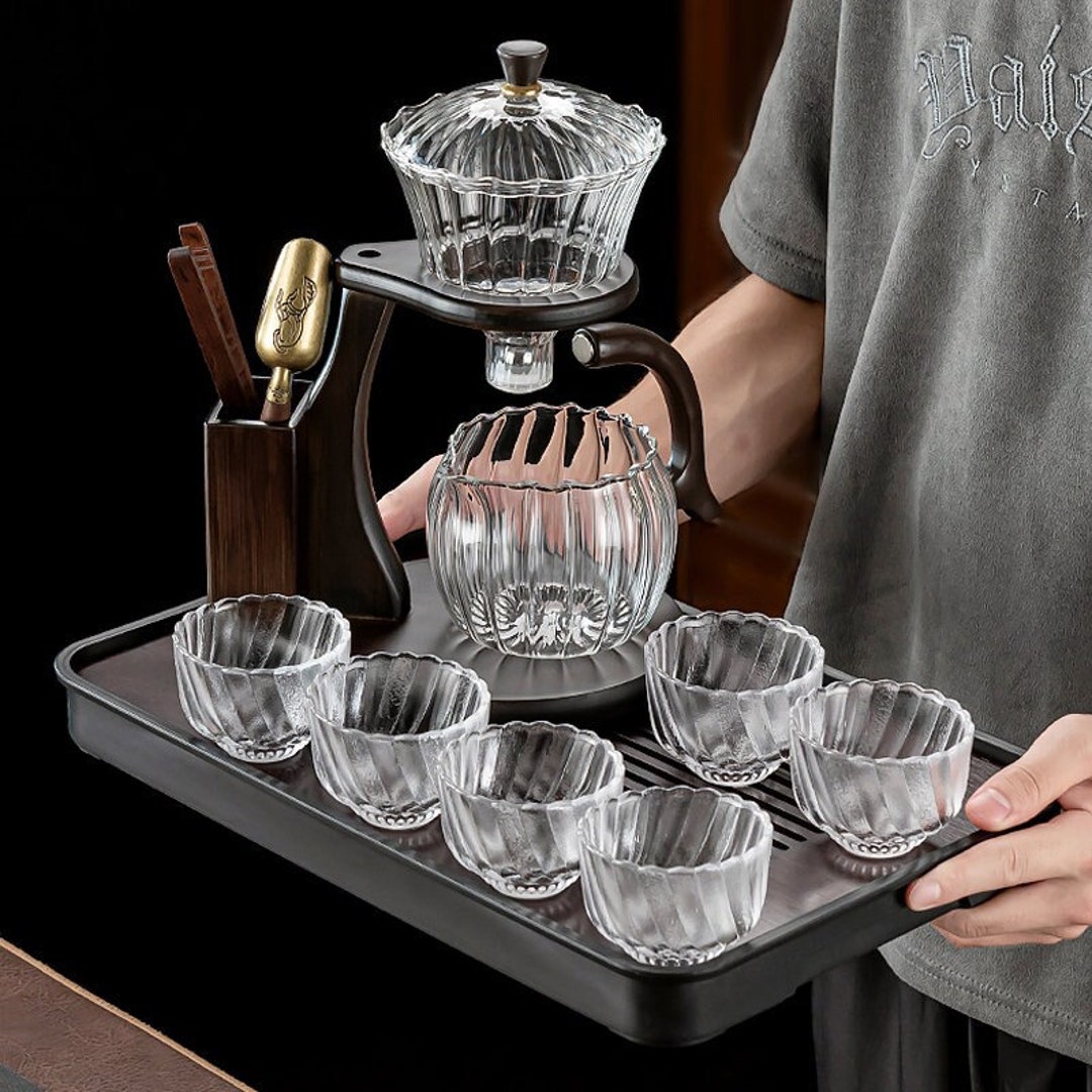 Glass Semi-automatic Tea Set Kung Fu Teapot Simple Tea - Etsy