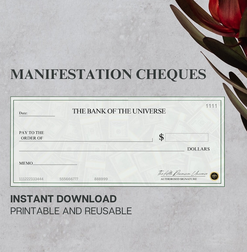 Money Manifestation Cheque: Manifesting Wealth - Etsy