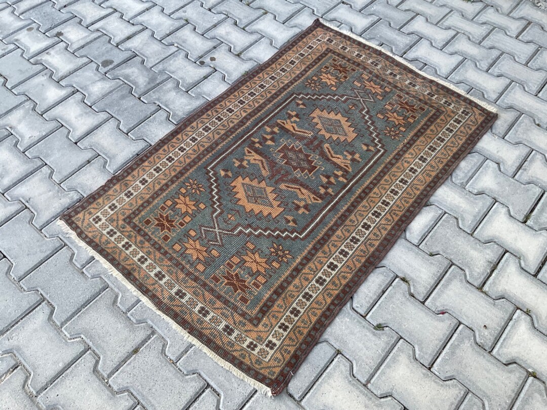 3x4 Ft Brown Blue Oushak Rug, 3x4 Turkish Rug,home Decor Natural Rug ...