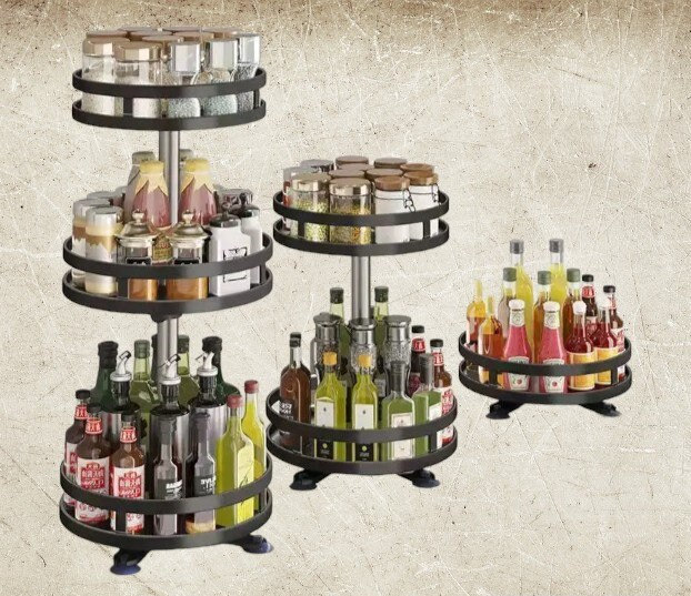 Rotation Spice Rack Organizer Jar Cans for Kitchen Accessories Non-skid ...