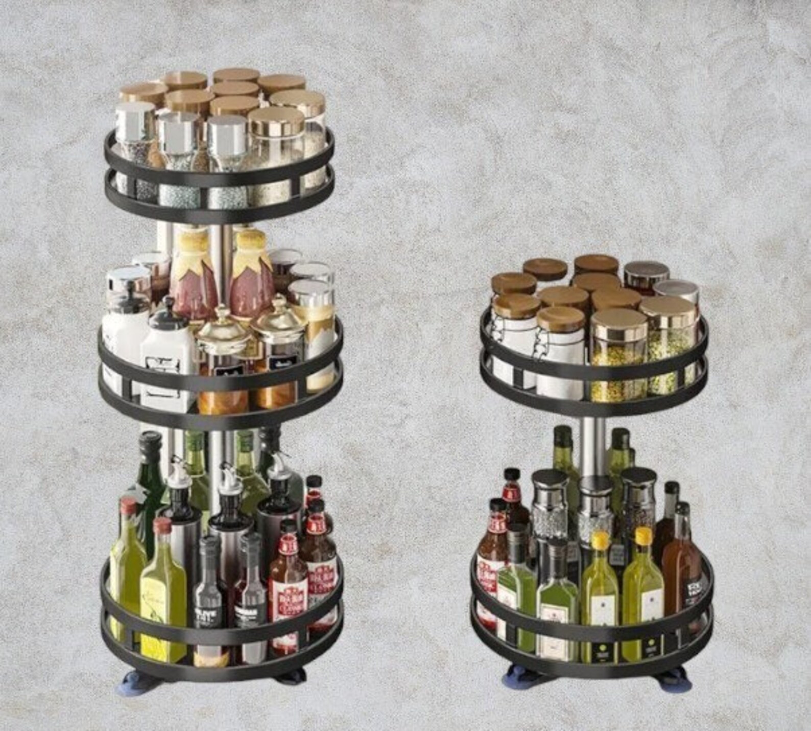 Rotation Spice Rack Organizer Jar Cans for Kitchen Accessories Non-skid ...