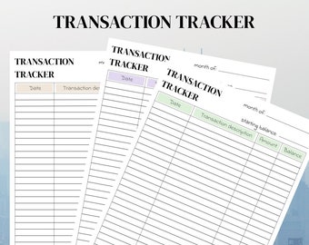 Digital Transaction Tracker, Template Planner, A4, PDF, Expense Tracker ...