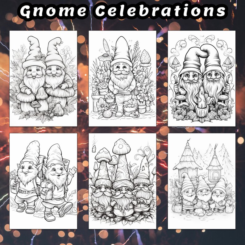 30 Gnome Coloring Book, Gnome Coloring Pages, Fantasy, Gnome ...