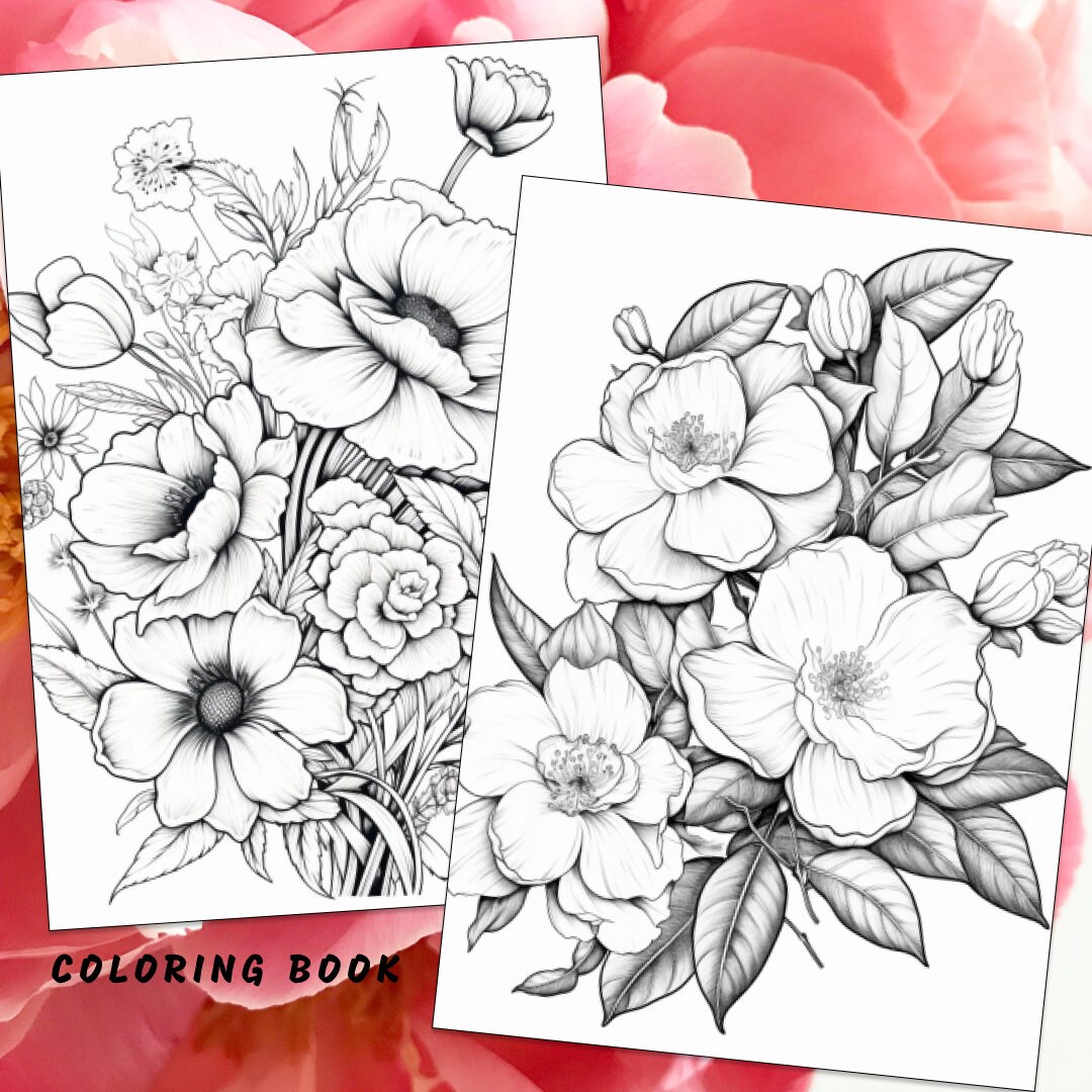 25 Vintage Bouquets Coloring Page, Flower Coloring, Vintage Coloring ...