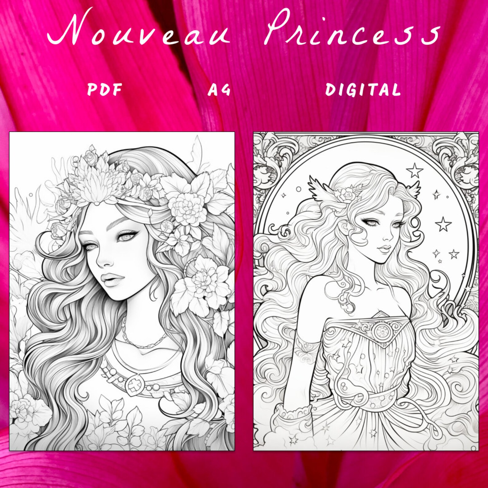 30 Princess Coloring Page Princess Coloring Book Fantasy - Etsy