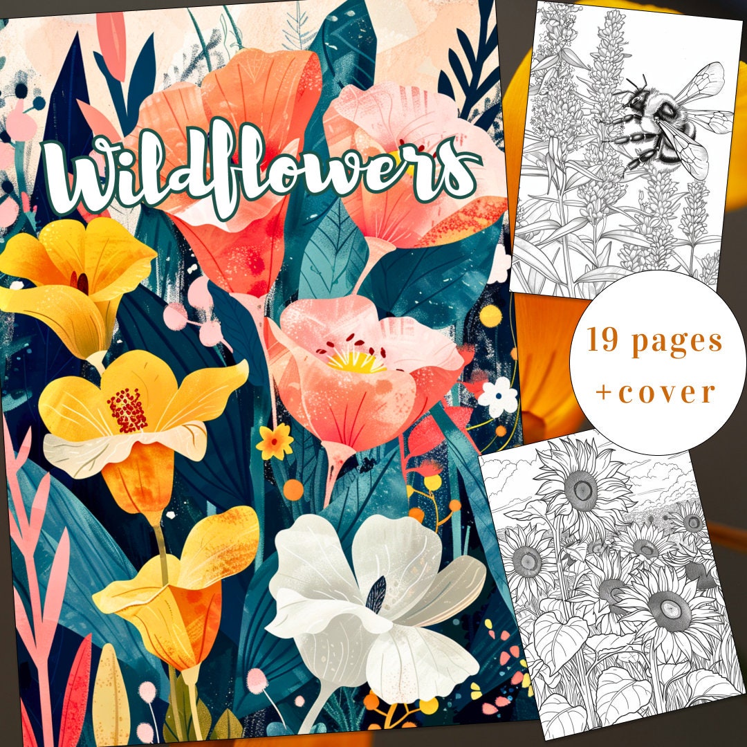 19 Wildflowers Coloring Page, Flowers Coloring Book, Wildflower ...
