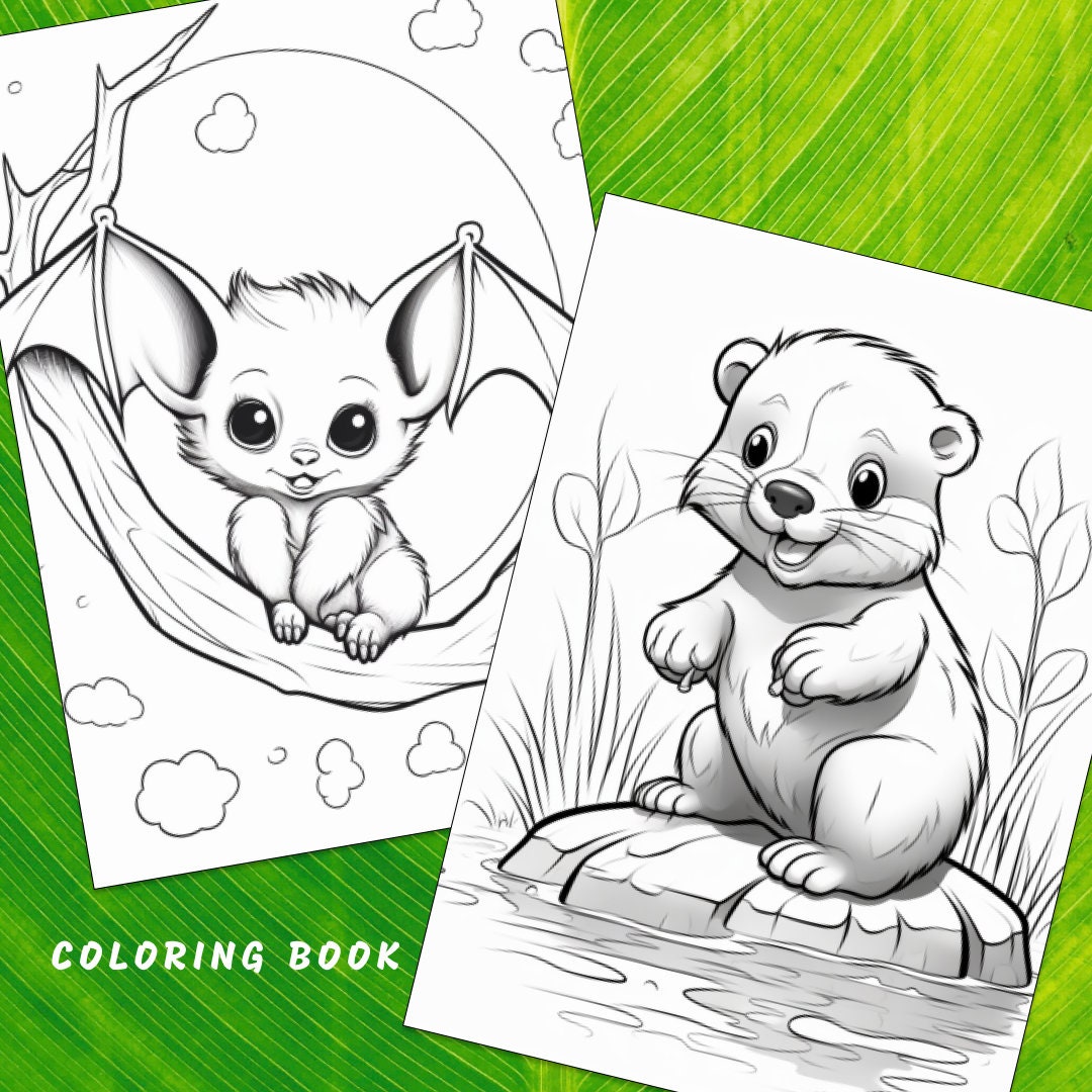 26 Cute Forest Animals Coloring Page Book, Adults + Kids- Instant ...