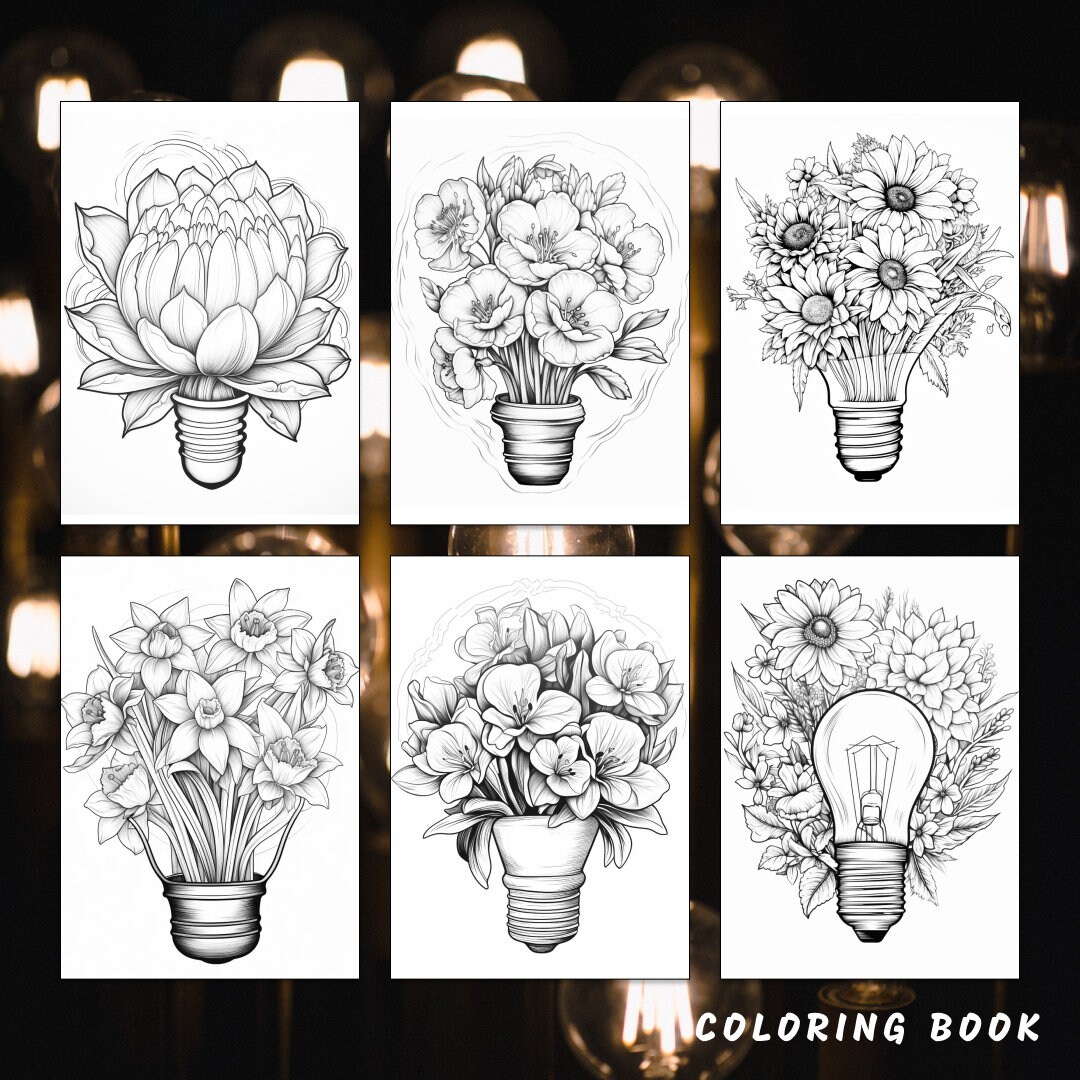 27 Blooming Lightbulb Coloring Page, Flower Coloring,lightbulb Coloring ...