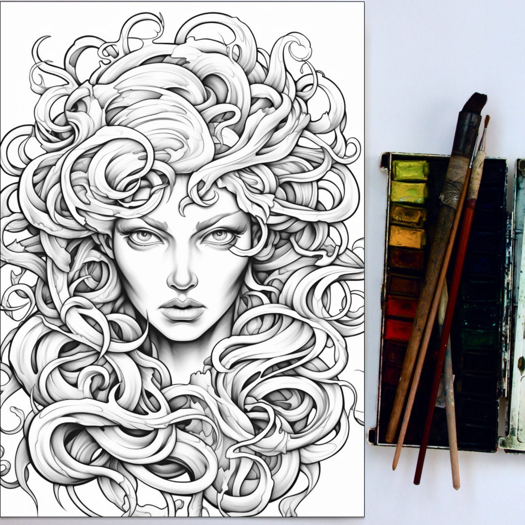 27 Myths Coloring Page, Legends Coloring, Fantasy Coloring Book, Adults ...