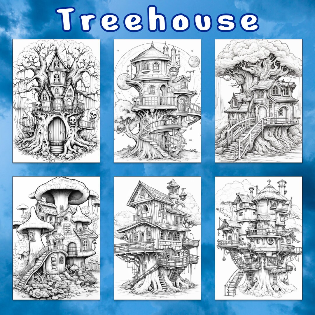 30 Treehouse Coloring Page, Tree Coloring, Magic House Coloring Book ...