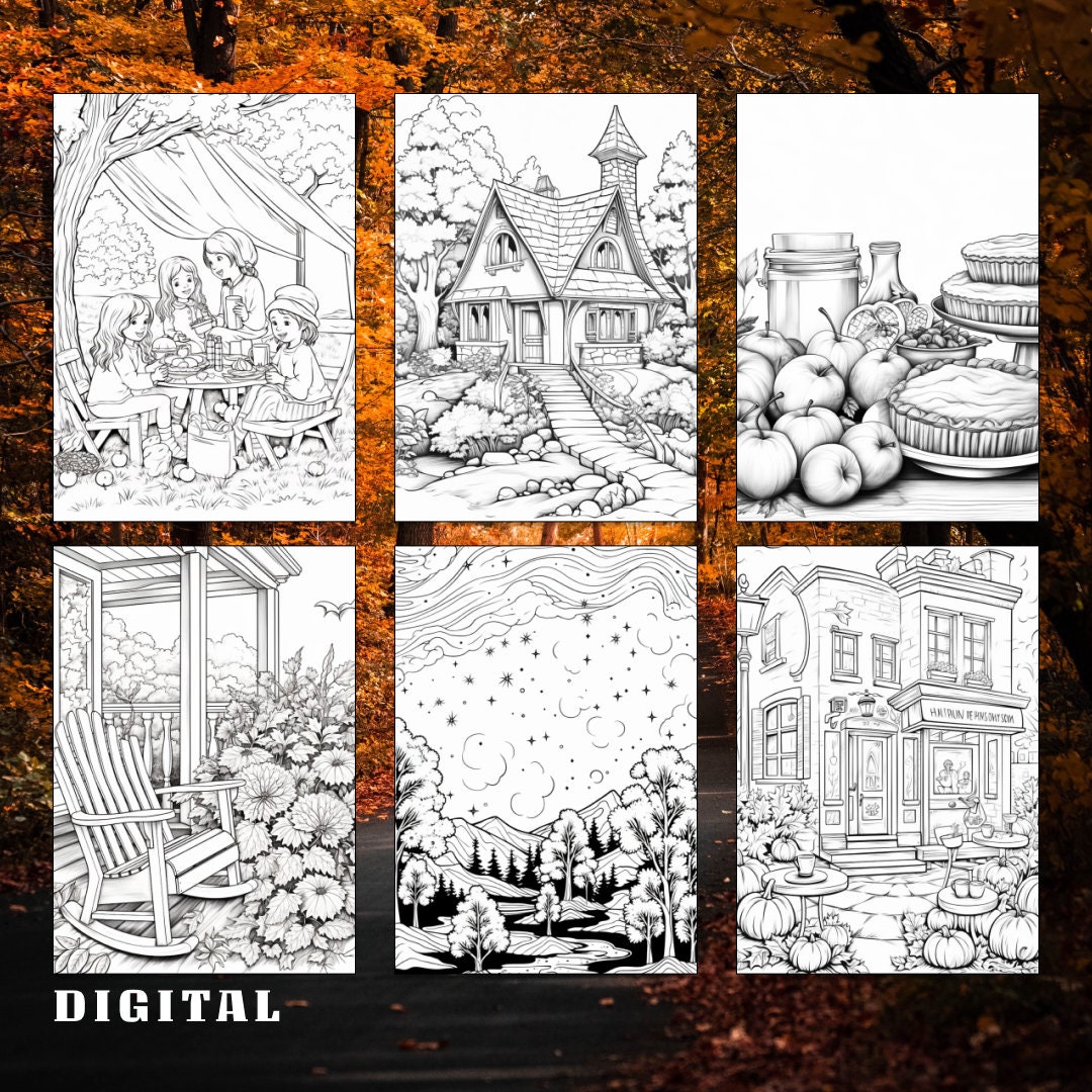 25 Cozy Autumn Coloring Page, Autumn Coloring Book, Coloring Book ...