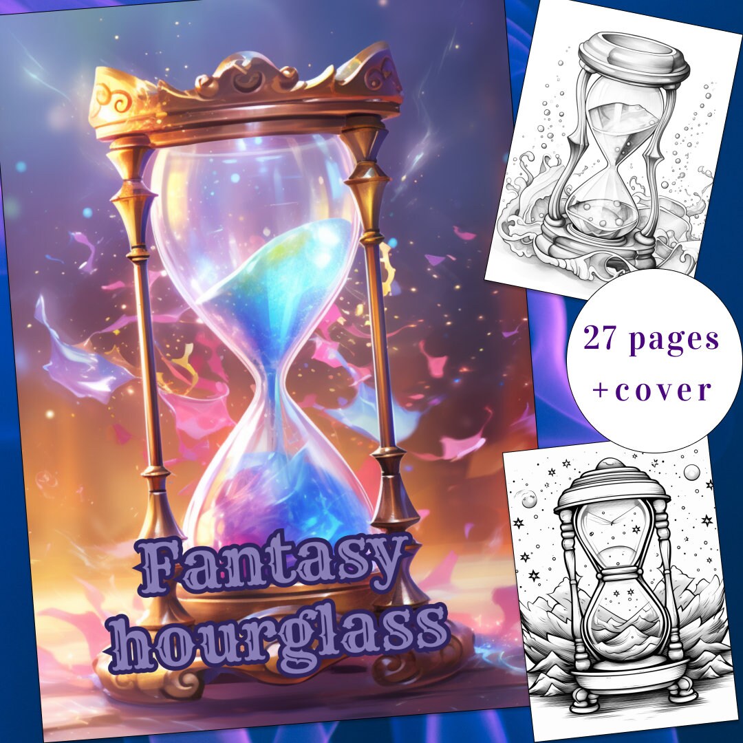 27 Fantasy Hourglass Coloring Page Fantasy Coloring - Etsy