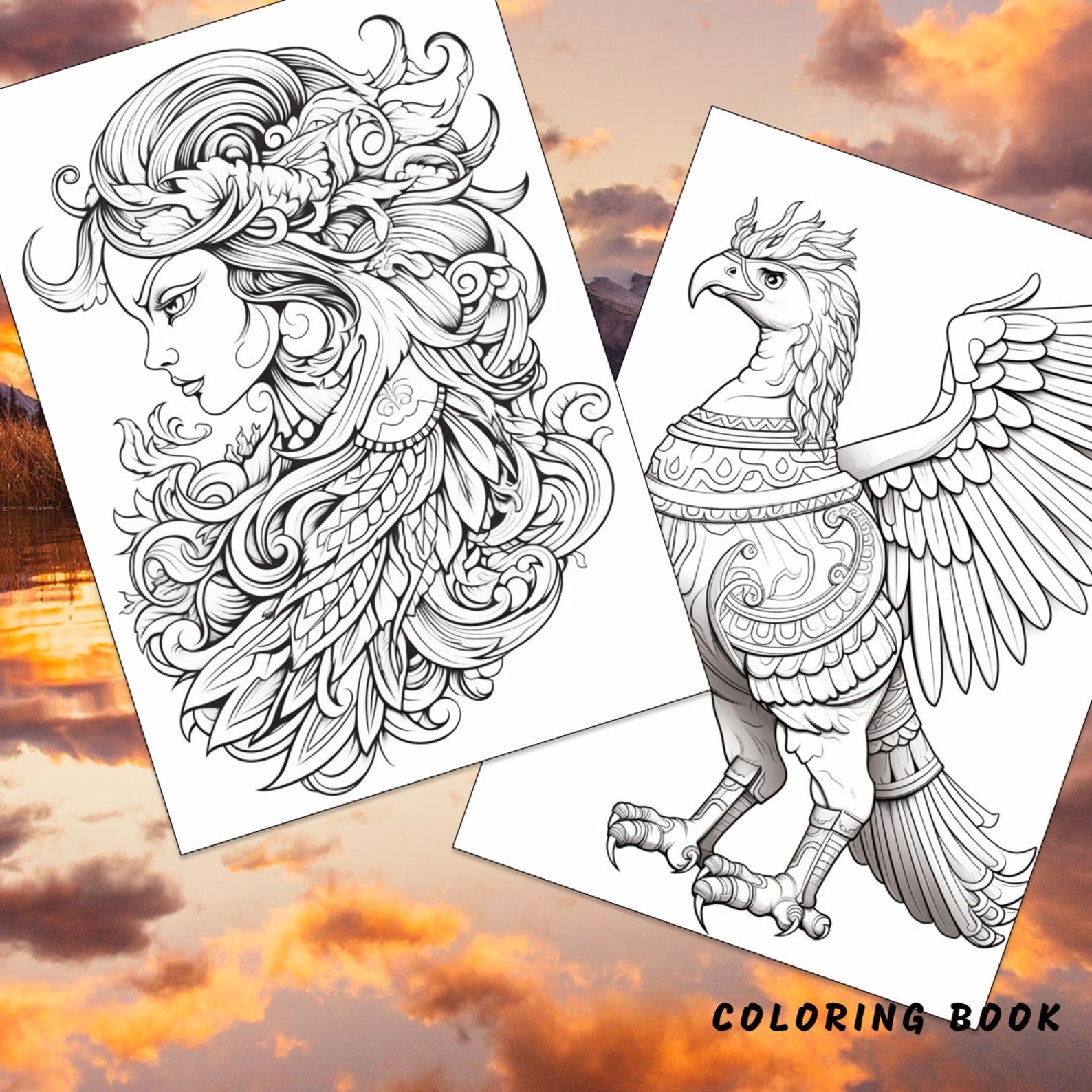 Birds of Myth and Legend Coloring Book, Printable PDF (instant Download ...