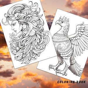 Birds of Myth and Legend Coloring Book, Printable PDF (instant Download ...