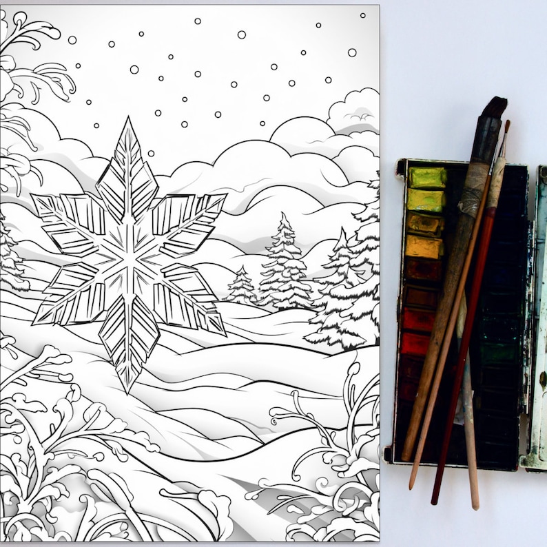 28 Snowflake Coloring Page, Fantasy Coloring, Winter Coloring Book ...