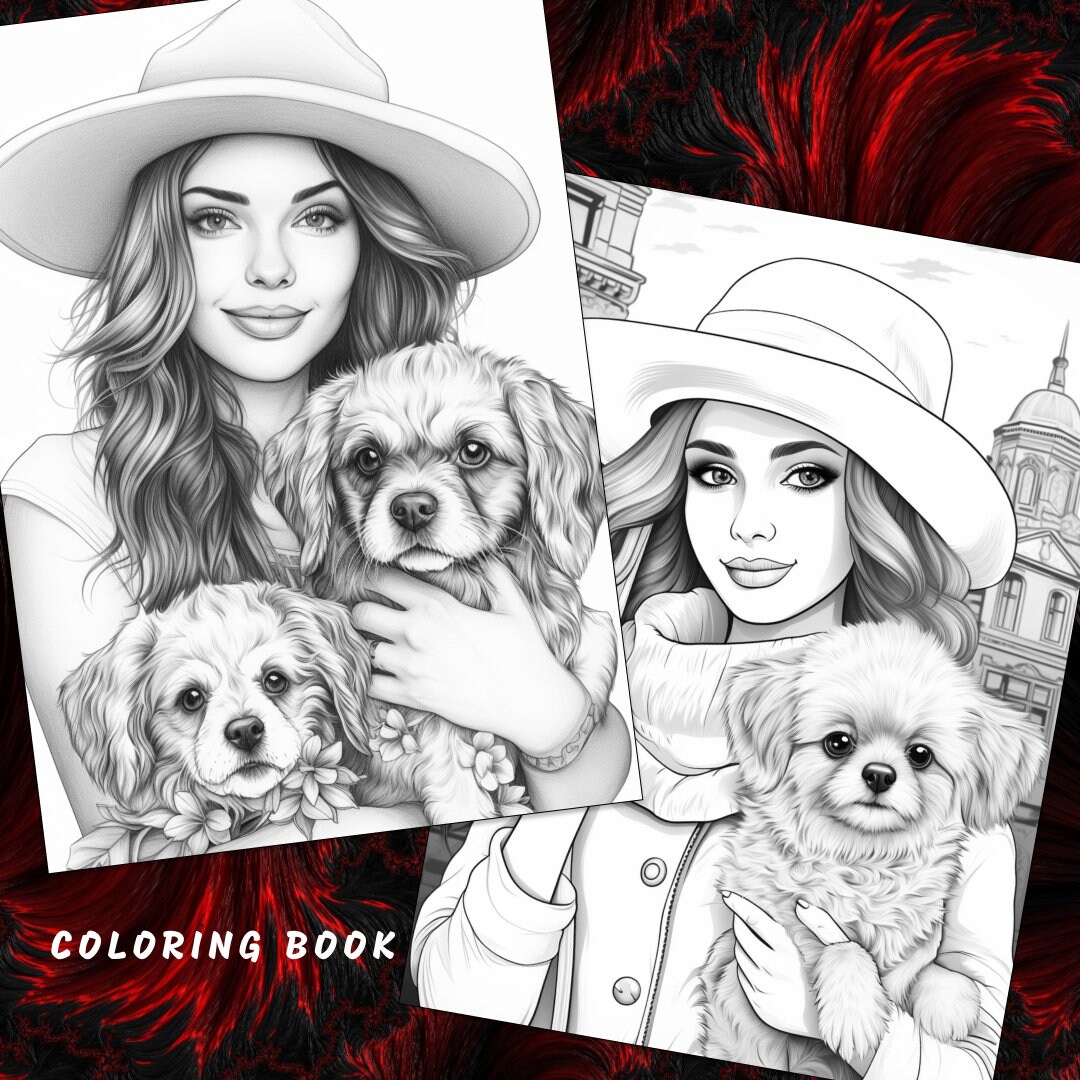 38 Lady With Puppy Coloring Page, Lady Coloring Book, Adults Kids ...