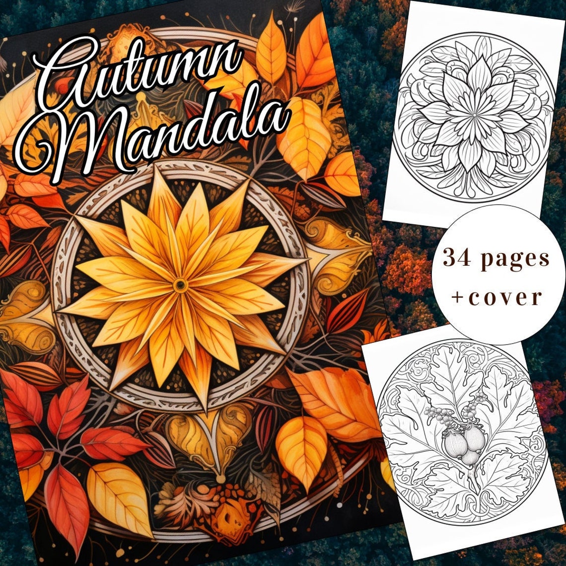 34 Autumn Mandala Coloring Page, Autumn Coloring, Coloring Book, Adults ...
