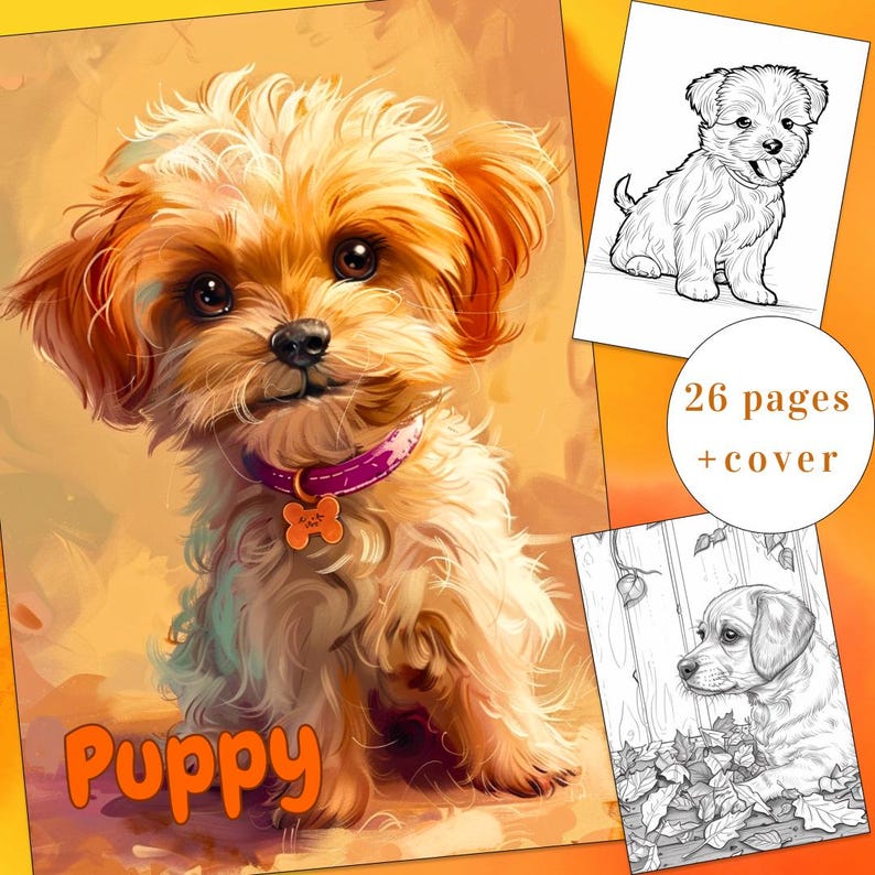 26 Puppy Coloring Page, Dogs Coloring Book, Cute Dog Coloring Book ...