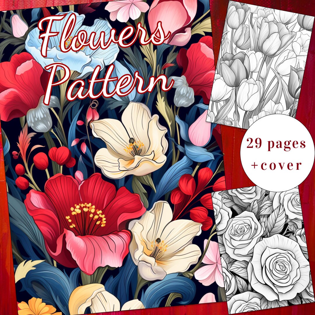 29 Flowers Pattern Coloring Page, Flower Coloring Book, Pattern ...