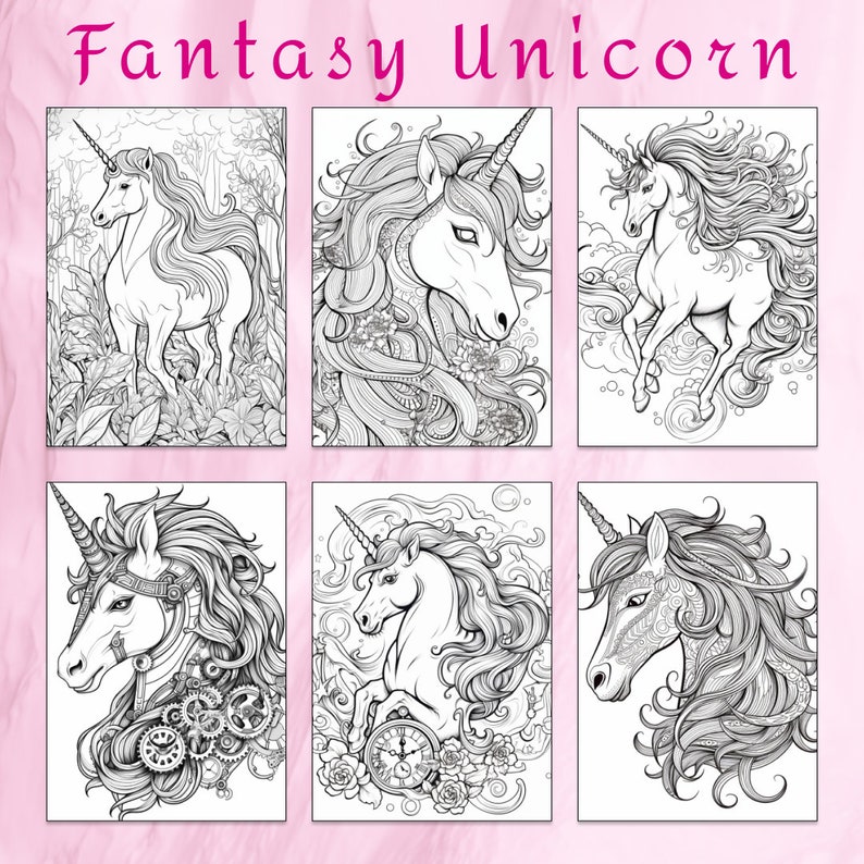 30 Fantasy Unicorn Coloring Page, Unicorn Coloring, Fantasy Coloring ...