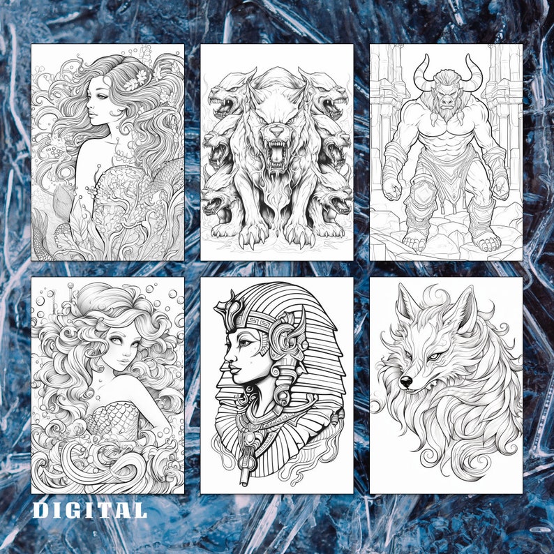 27 Myths Coloring Page, Legends Coloring, Fantasy Coloring Book, Adults ...