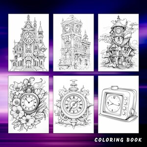 25 Clock Beauty Coloring Page, Clock Coloring, Flowers Coloring Book ...
