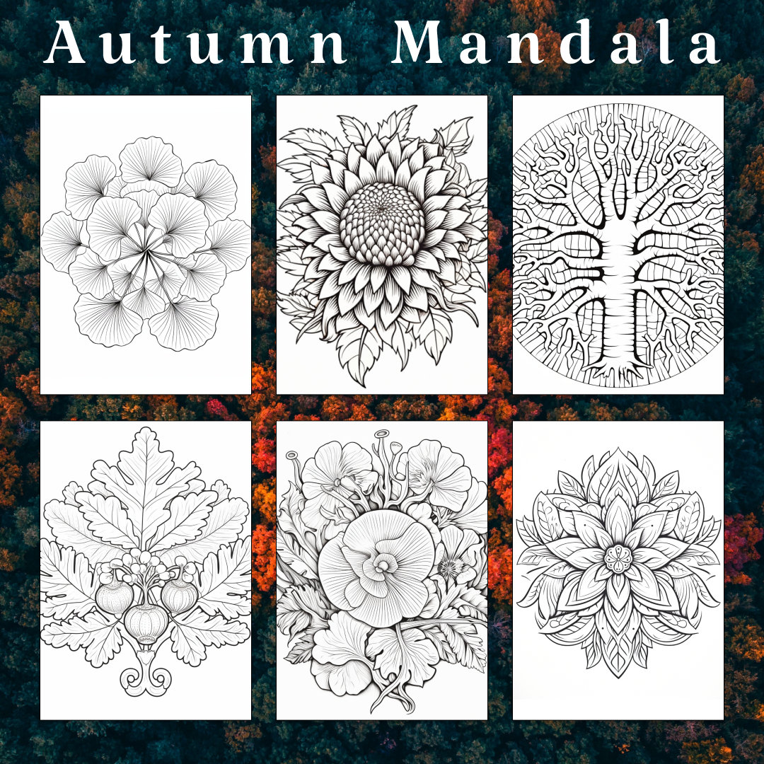 34 Autumn Mandala Coloring Page, Autumn Coloring, Coloring Book, Adults ...
