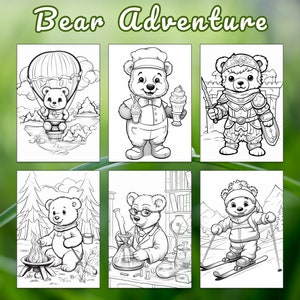 21 Bear Adventure Coloring Page, Cute Bear Coloring Book, Coloring Book ...
