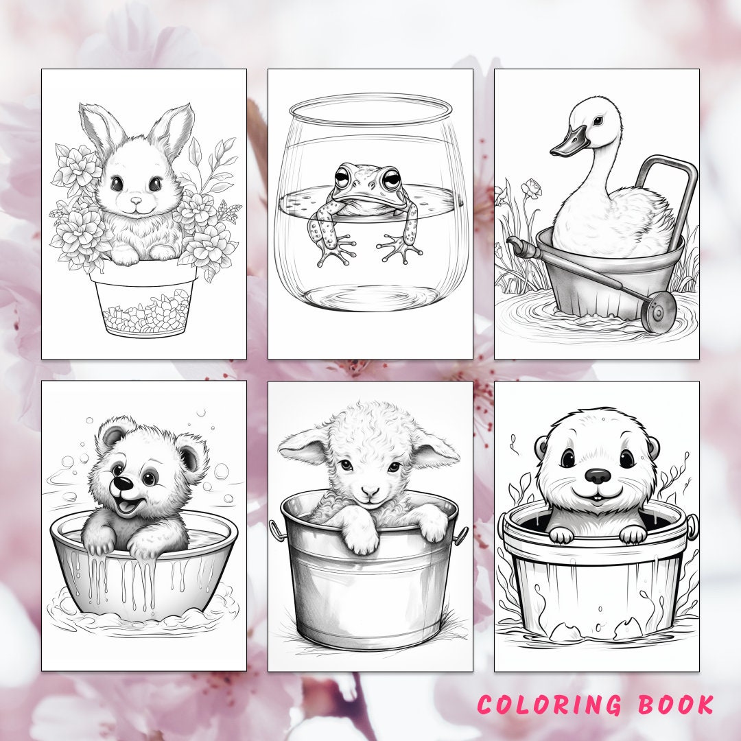 23 Animal in Cup Coloring Page, Animal Coloring Book, Fantasy Coloring ...
