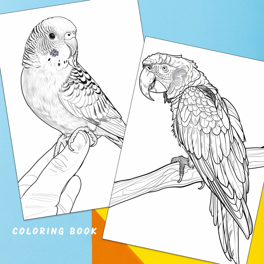 25 Parrots Coloring Page, Birds Coloring, Parrots Coloring Book, Adults ...