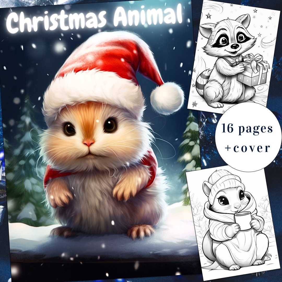 16 Christmas Animal Coloring Page Christmas Coloring Cute - Etsy