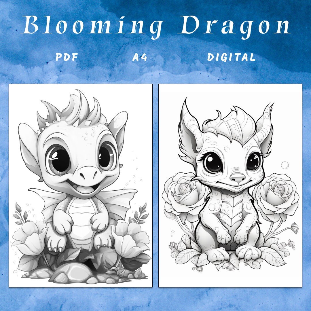 30 Blooming Dragon Coloring Page, Cute Dragon Coloring, Flower Coloring ...