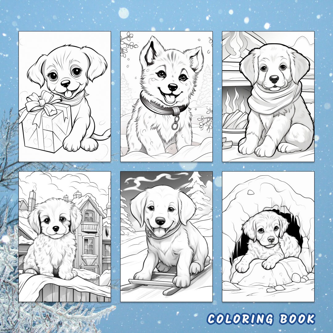 27 Winter Puppy Coloring Page, Cute Puppy Coloring Book, Adults Kids ...