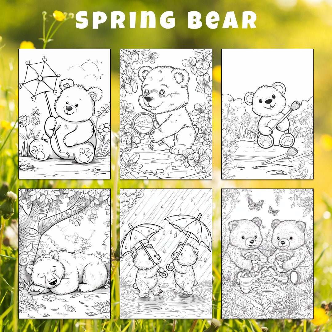 25 Spring Bear Coloring Page, Cute Bear Coloring Book, Coloring Book ...