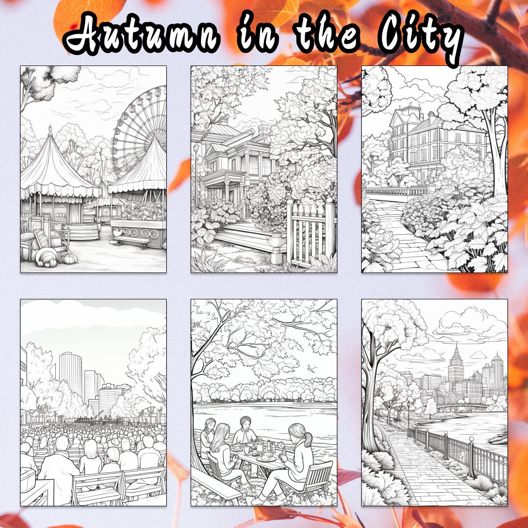 30 Autumn Coloring Page, Autumn Coloring Book, Coloring Book, Adults ...