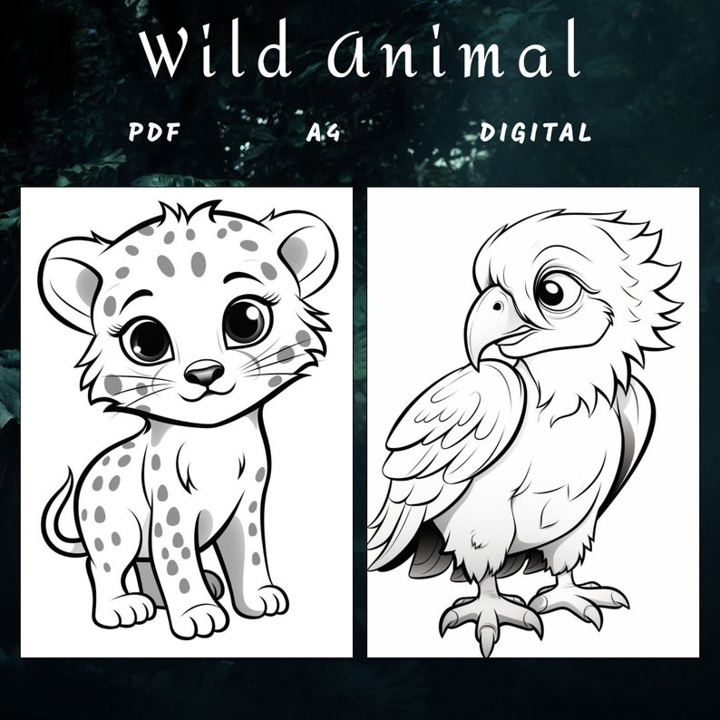 26 Wild Animal Coloring Page, Cute Animal Coloring Book, Animal ...