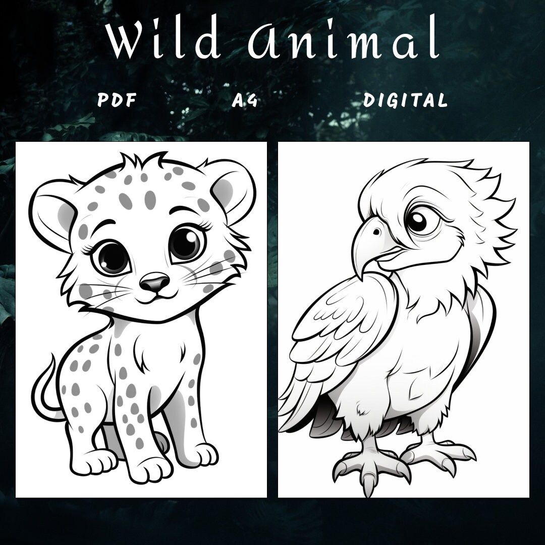 26 Wild Animal Coloring Page, Cute Animal Coloring Book, Animal ...