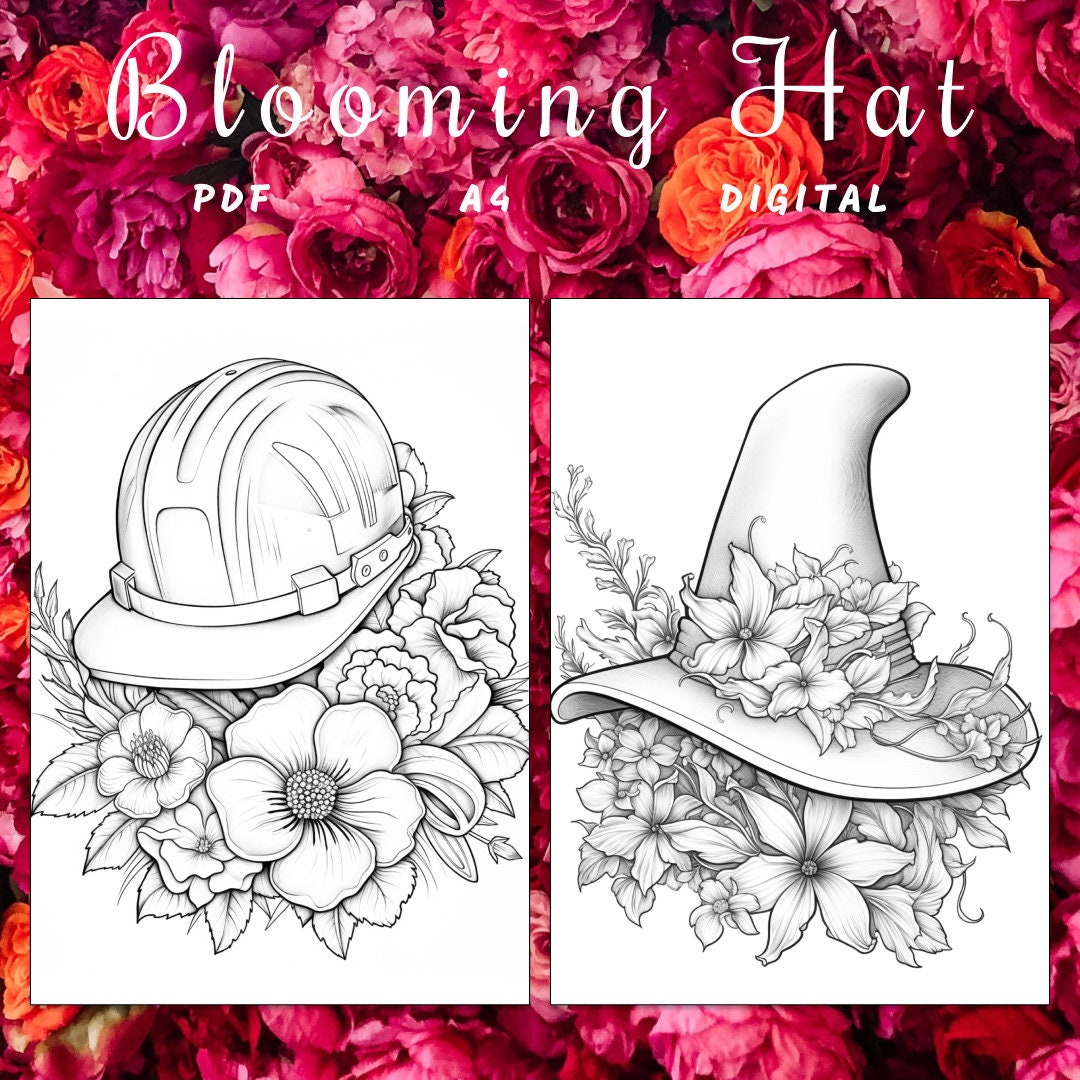 25 Blooming Hat Coloring Page, Hat Coloring, Flowers Coloring Book ...